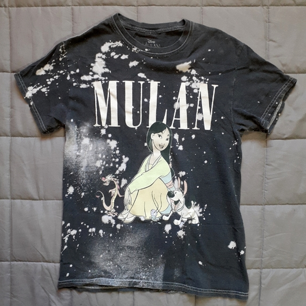 Mulan Disney Princess Distressed Bleach Dye Black Shi… - Gem